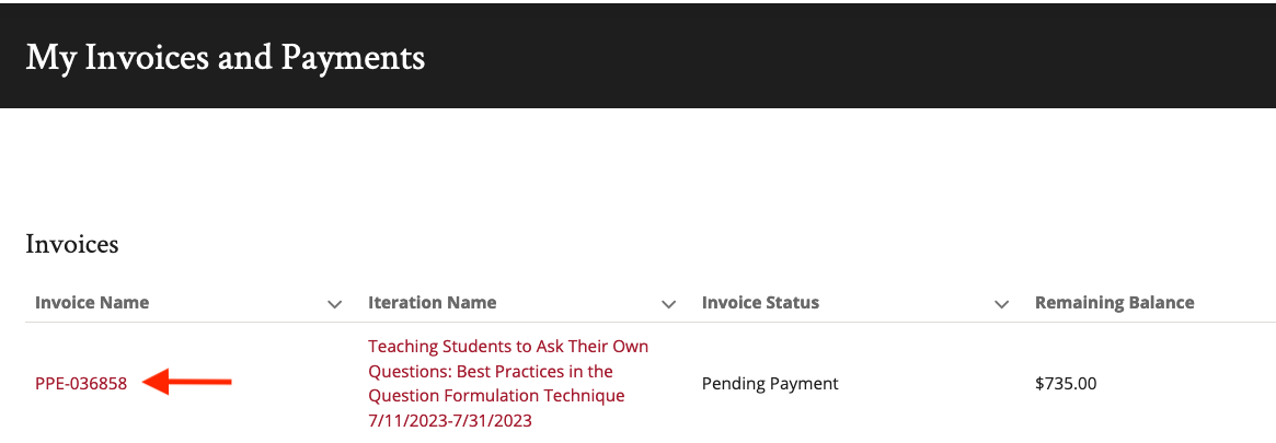 Find my invoice and/or make a payment